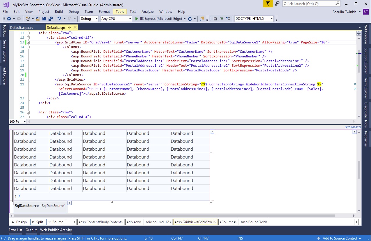Using Bootstrap Table With Gridview In Aspnet My Tec Bits
