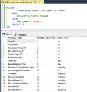 Getting The List Of Column Names Of A Table In SQL Server | My Tec Bits