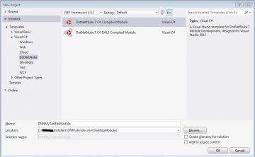 Using DNN Visual Studio Project Template | My Tec Bits