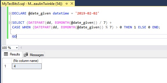 How To Find Number Of Weeks In A Month In Sql Server My Tec Bits