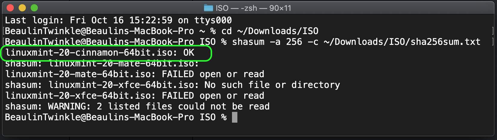 Verifying Linux Mint ISO image file on macOS | My Tec Bits