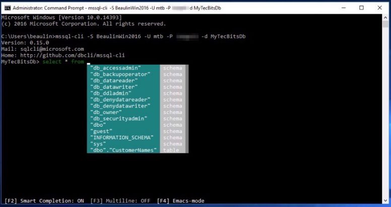 Mssql Cli An Interactive Command Line Sql Server Query Tool My Tec Bits