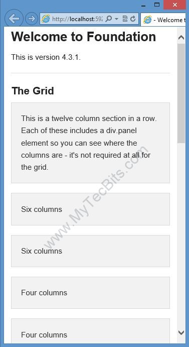 Zurb Foundation 4 with ASP.NET MVC 4 – Step by Step | My Tec Bits