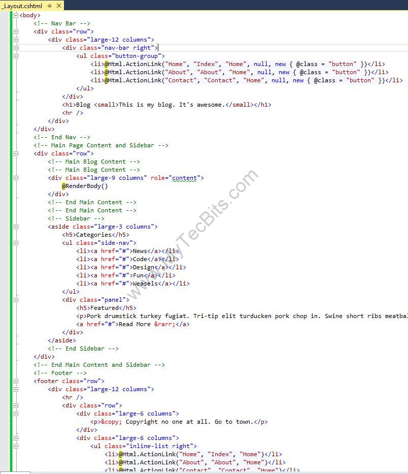 Zurb Foundation 4 with ASP.NET MVC 5 – Step by Step | My Tec Bits
