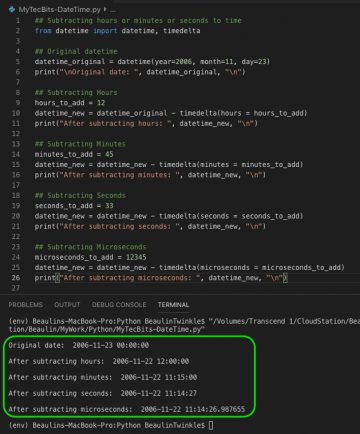 Addition and subtraction of datetime with time in Python | My Tec Bits