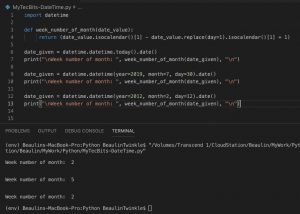 How to get week number of month in Python? | My Tec Bits