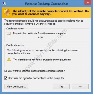 RDP Error: The identity of the remote computer cannot be verified | My ...