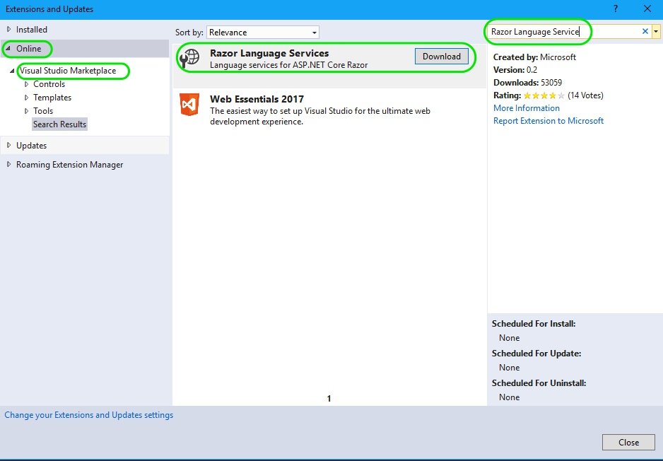 ASP.NET Core Razor Tag Helper IntelliSense in Visual Studio 2017 | My Tec Bits