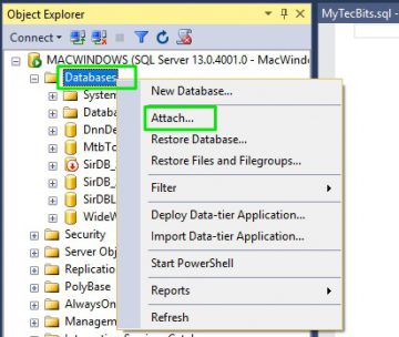 Detach And Attach Database In SQL Server | My Tec Bits