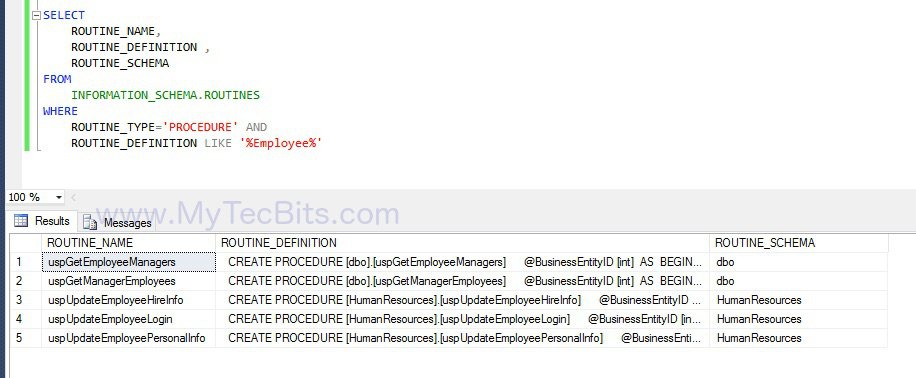 SQL Server: Search And Find Stored Procedure | My Tec Bits