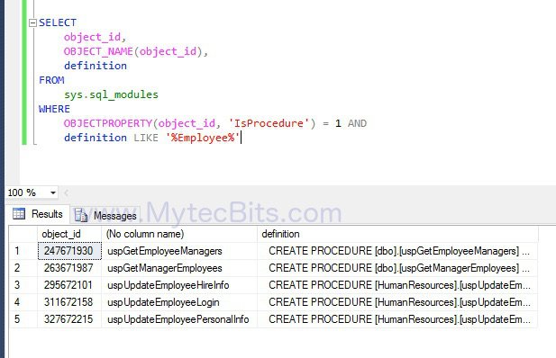 SQL Server: Search And Find Stored Procedure | My Tec Bits