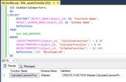 Find User Defined Function Containing Text or Table or Column Name in SQL Server | My Tec Bits