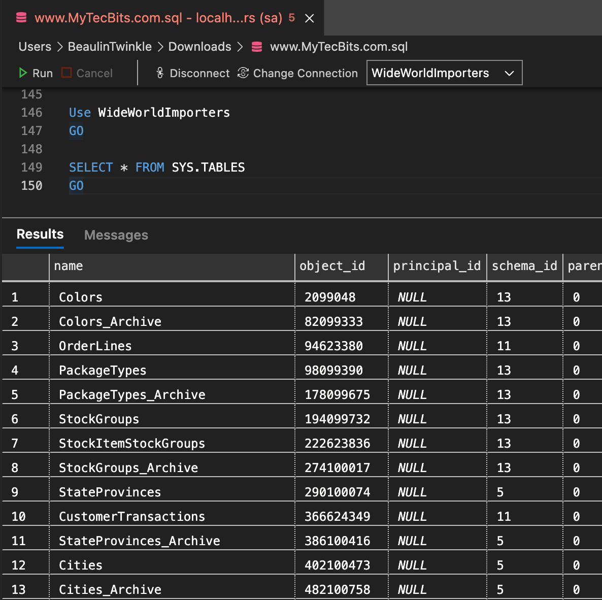 Get The List Of All Tables In A Database Using Tsql In Sql Server My Tec Bits