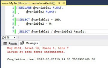Solution for Msg 8134 Divide by zero error encountered | My Tec Bits