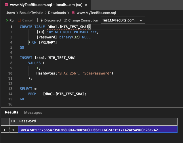 Sha 2 Hashing In Sql Server My Tec Bits