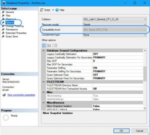 Compatibility Level Field Is Disabled In SQL Server | My Tec Bits