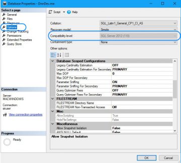 Compatibility Level Field Is Disabled In SQL Server | My Tec Bits