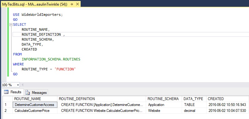 Search And Find All User Defined Functions Udf In Sql Server My Tec Bits