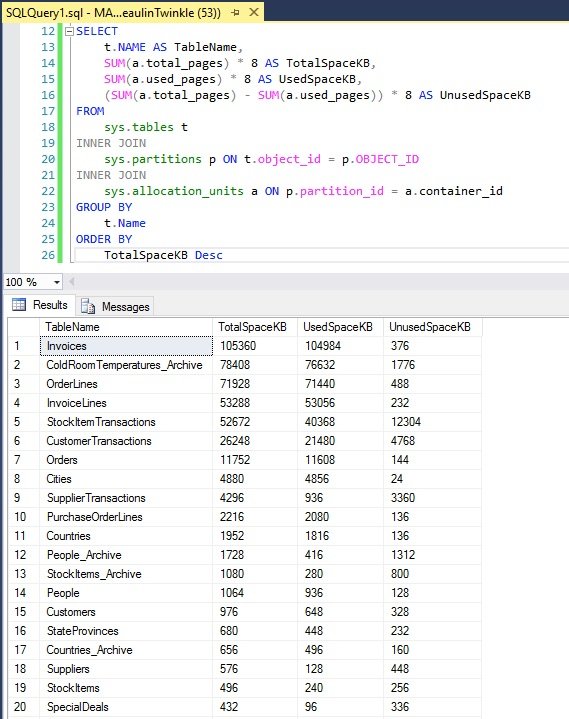 Find Size Of Tables In Database - SQL Server | My Tec Bits