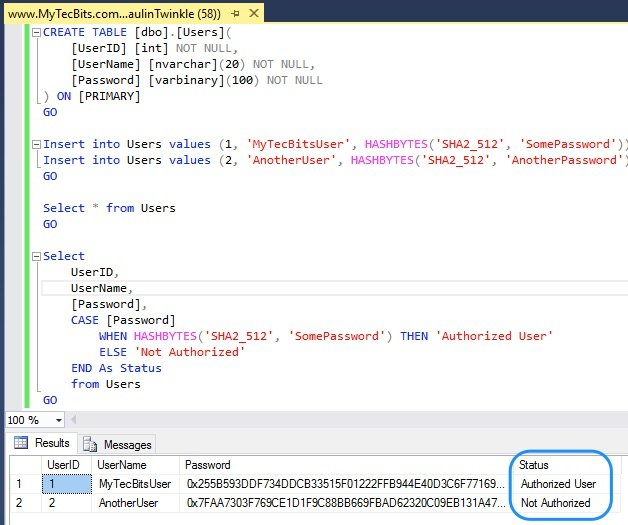 Hash Code Encryption With Hashbytes In Sql Server My Tec Bits