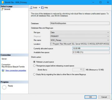 Shrink Database File (mdf) In SQL Server | My Tec Bits