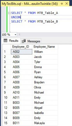Union vs Union All - Usage and Performance In SQL Server | My Tec Bits