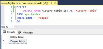 How to find the history table of a temporal table? | My Tec Bits