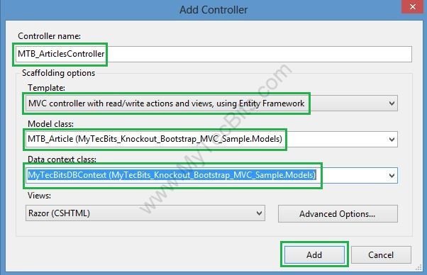 Knockoutjs And Bootstrap With Aspnet Mvc Step By Step Part 1 My Tec Bits