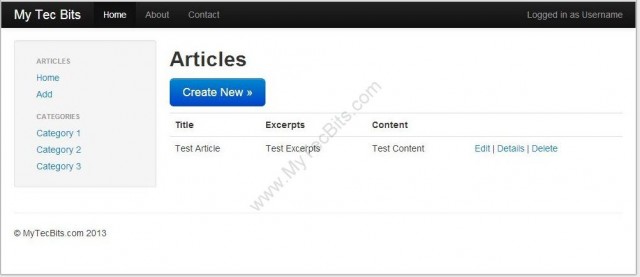 Knockoutjs And Bootstrap With Aspnet Mvc Step By Step Part 1 My Tec Bits